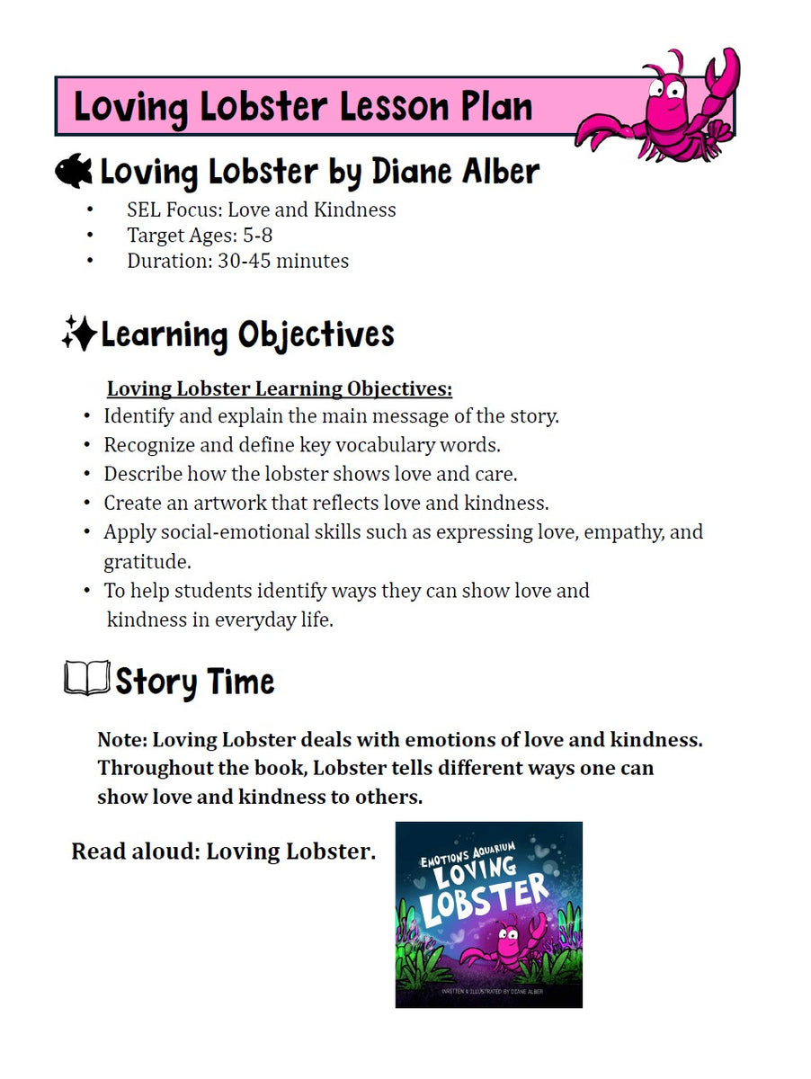 Lesson Plan Loving Lobster – Diane Alber