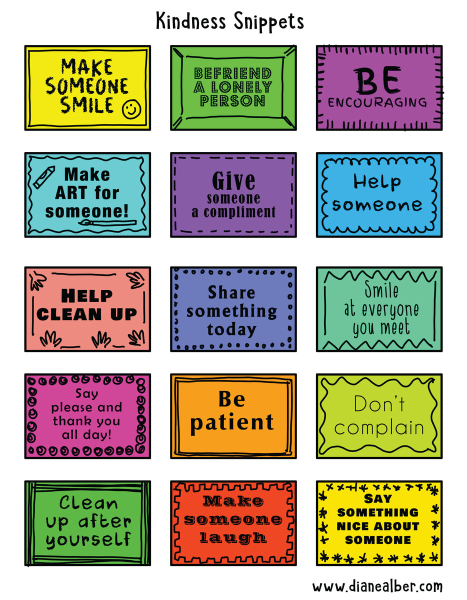 Kindness Snippet Jar-Download Activity Printable – Diane Alber