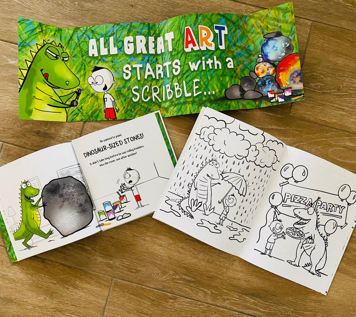 Never Let A Dinosaur Hardcover Book and Coloring Book bundle – Diane Alber