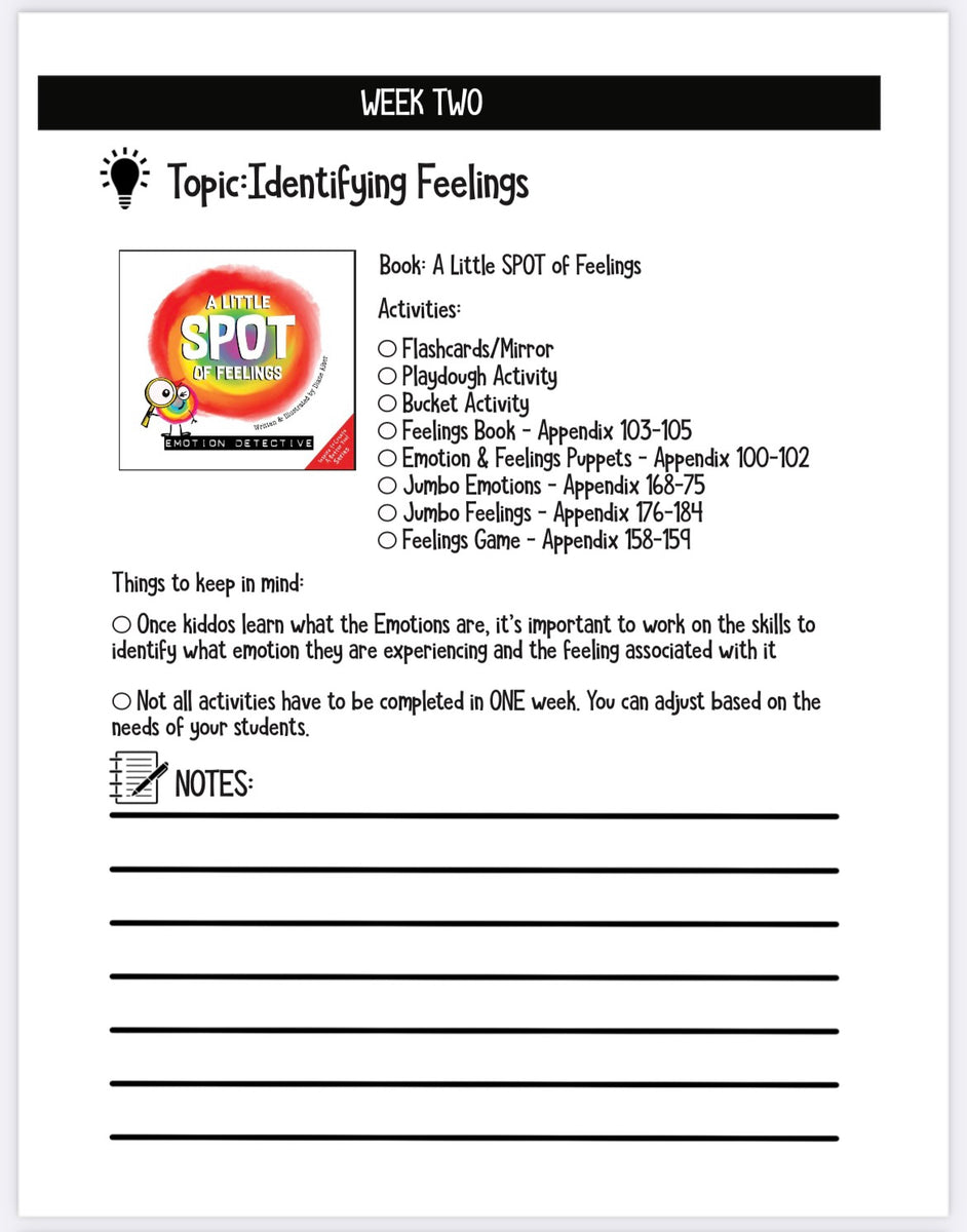 Pacing Guide for A Little SPOT of Feelings and Emotions Educator Guide ...