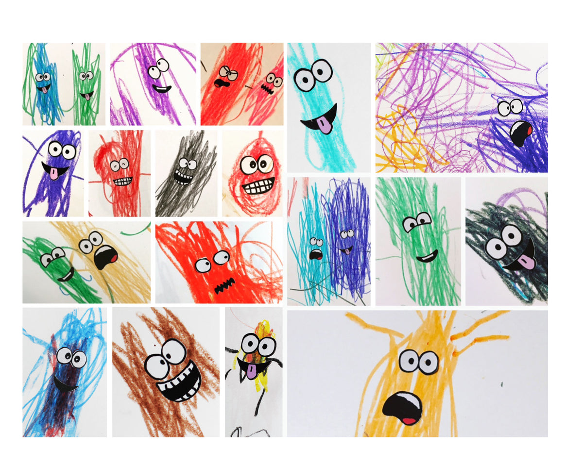 Scribble Stickers Book-14 Sheets over 1400 stickers, Eyes, Mouths and ...